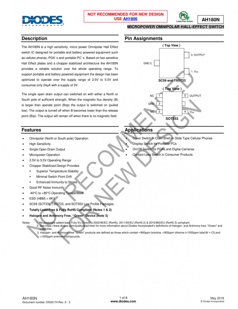 AH180N datasheet page 1