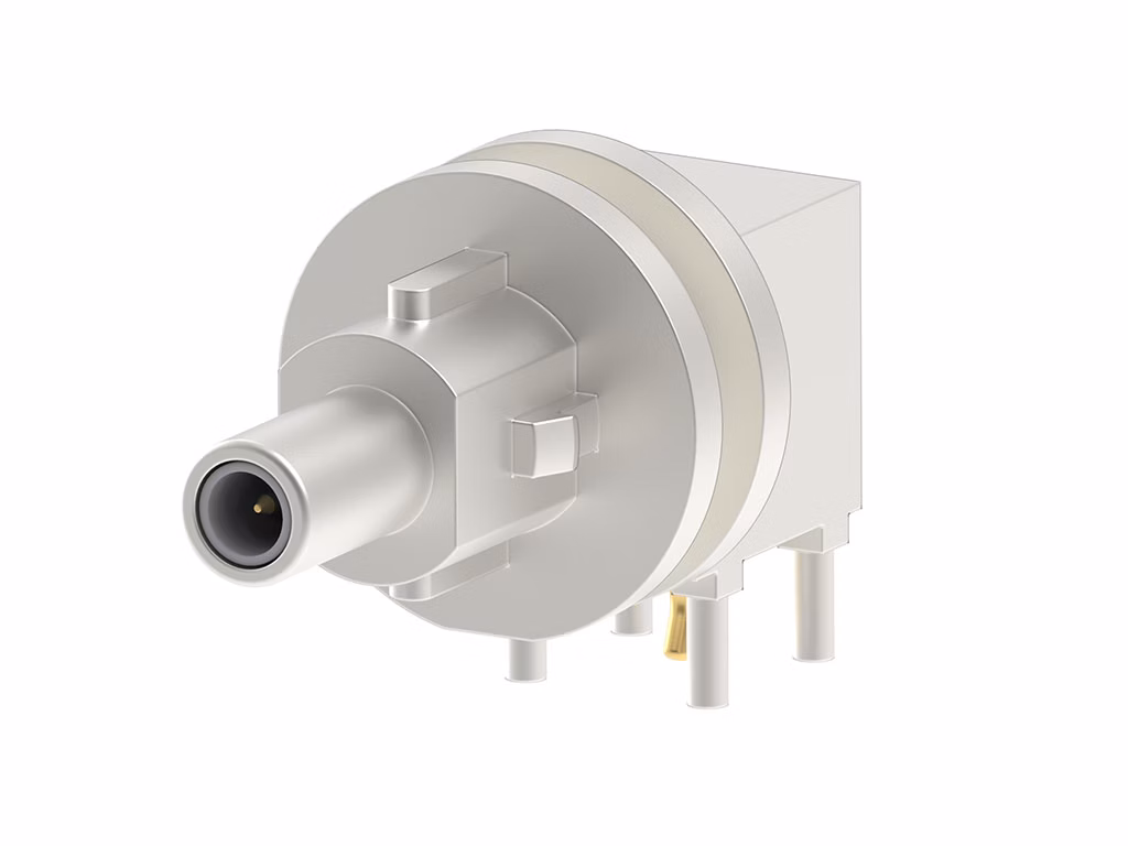 SMB Jack, Right-Angle, PCB Receptacle, Surface Mount, Brass Body, Gold (Au) Plated, Tray, 75 Ohms