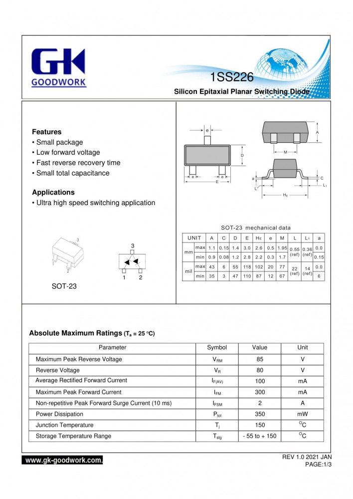 GOODWORK 1SS226 datasheet page 1