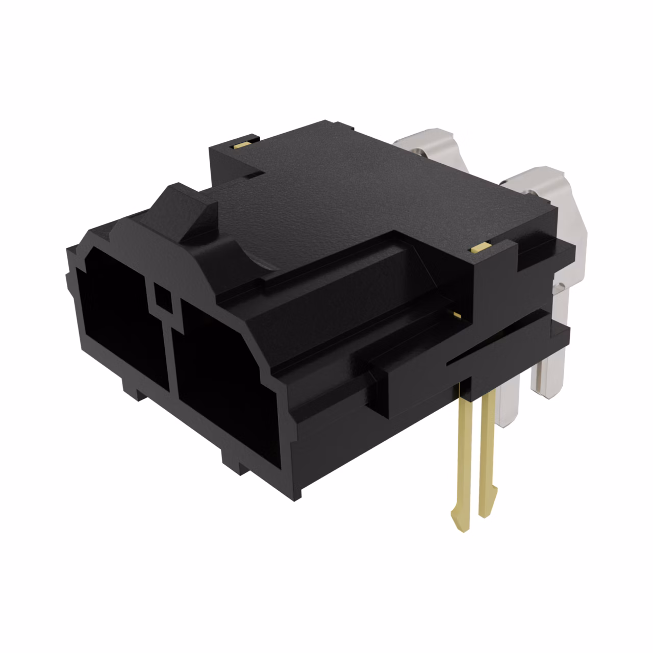 Mini-Fit Sr. Right-Angle Header, 10.00mm Pitch, Single Row, 2 Circuits, 8.30mm Tail Length, for 6.35mm PCB, 0.76µm Gold (Au) Plating, with Clip for sale