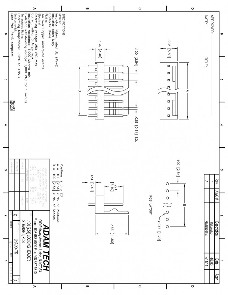 ADAM TECH LHA-08-TS technical drawing