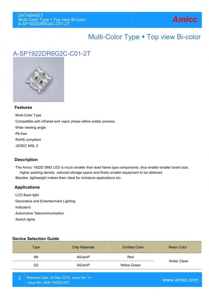 A-SP1922DR6G2C-C01-2T approval sheet page 2