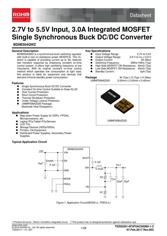BD9B304QWZ-E2 datasheet page 1