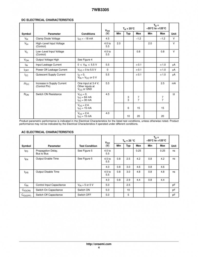 7WB3305 datasheet page 4