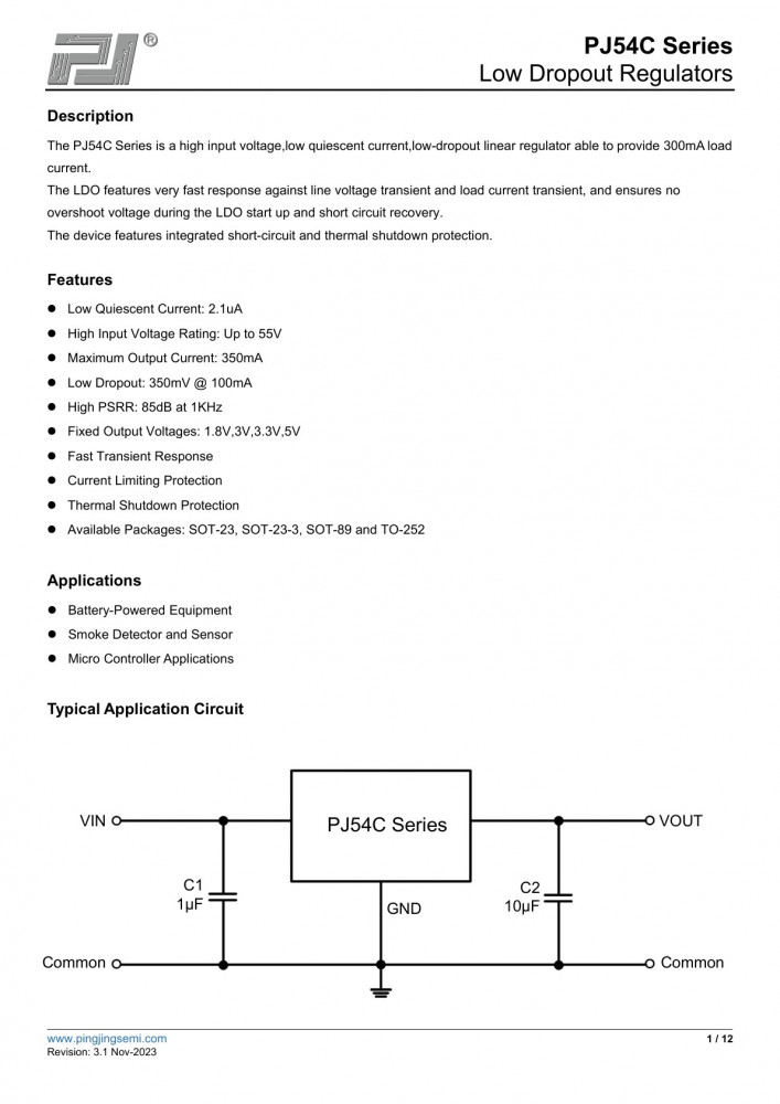 PJ54CM33SQ datasheet page 1