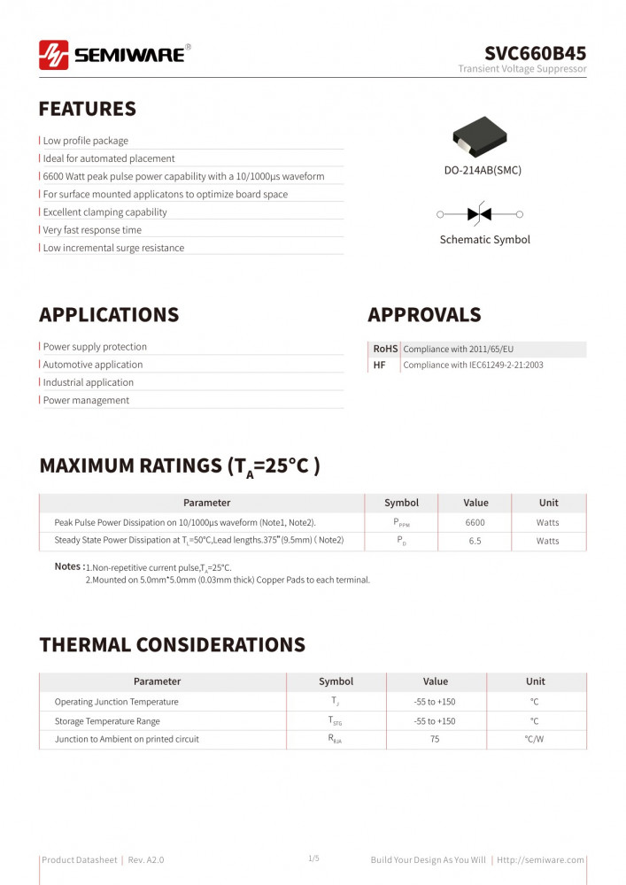 SVC660B45 datasheet page 1
