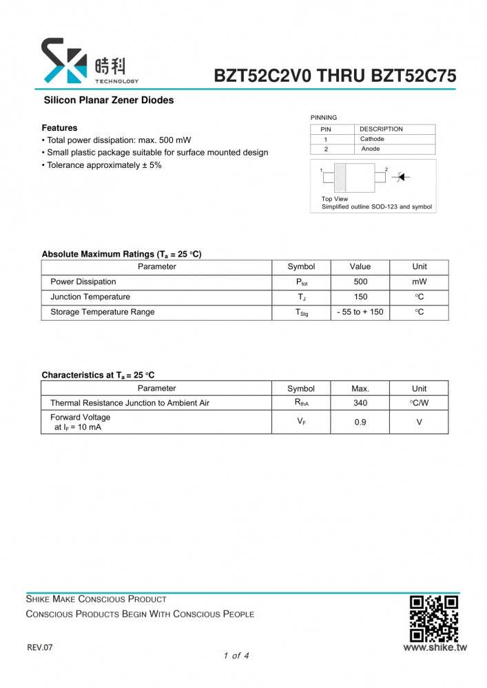 BZT52C24 datasheet page 1