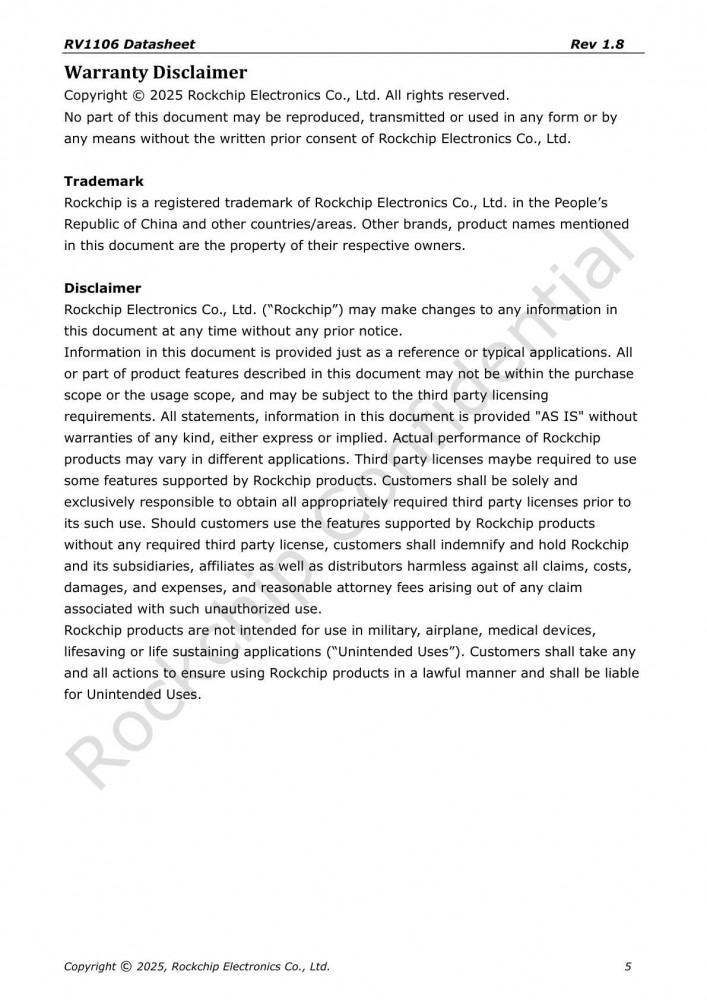 RV1106 datasheet page 5