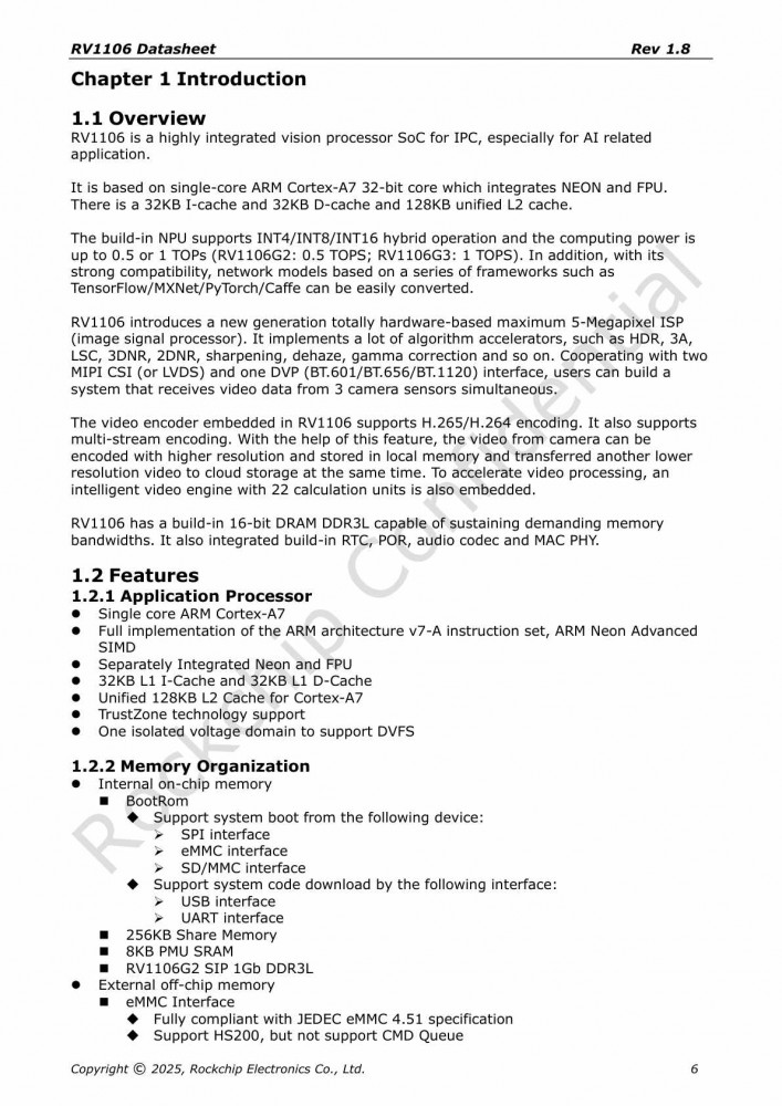 RV1106 datasheet page 6
