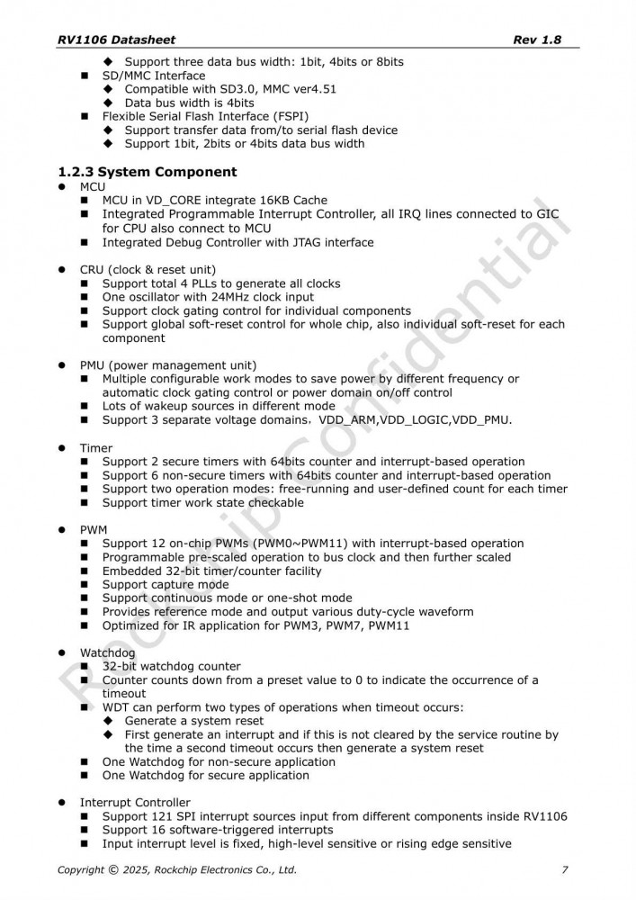 RV1106 datasheet page 7