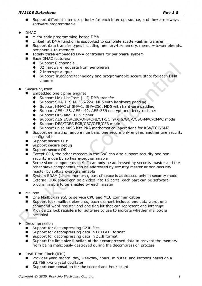 RV1106 datasheet page 8