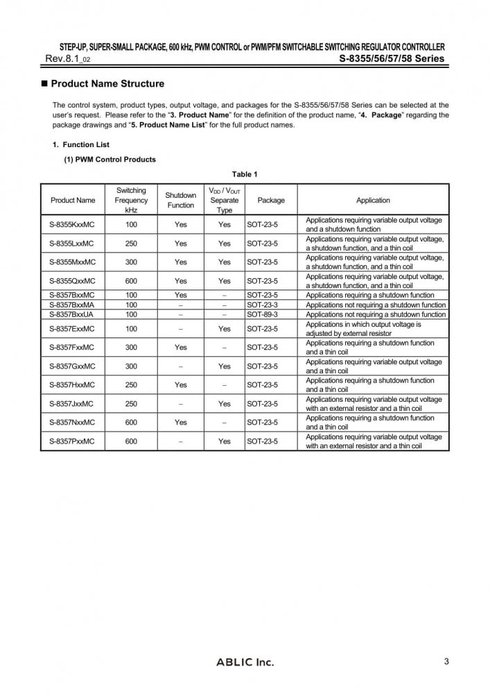 ABLIC S-8357 series datasheet page 3