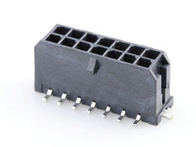 Micro-Fit 3.0 Vertical Header, 3.00mm Pitch, Dual Row, 14 Circuits, with  Solder Tab, 0.76µm Gold Plating, Glow-Wire Capable, Black, Tape and Reel for sale