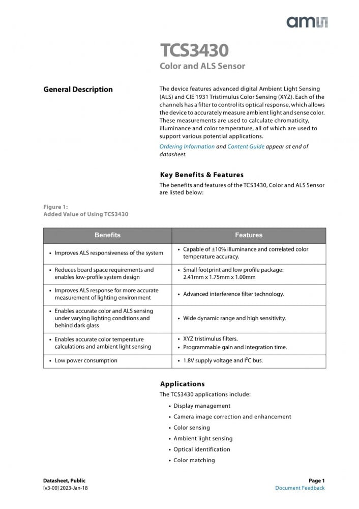 TCS34303 datasheet page 2