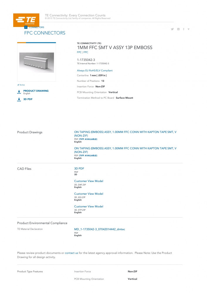 TE Connectivity 1-1735042-3 product document page 1