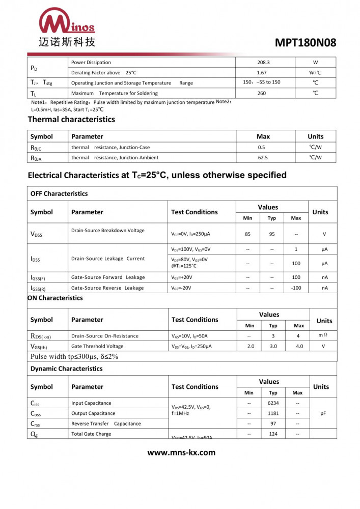 MPT180N08 datasheet page 2
