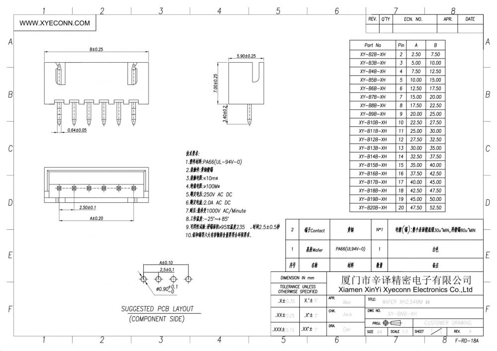 XY-B5B-XH technical drawing preview