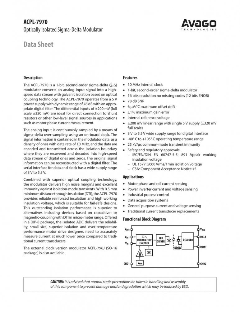 ACPL-7970 datasheet page 1