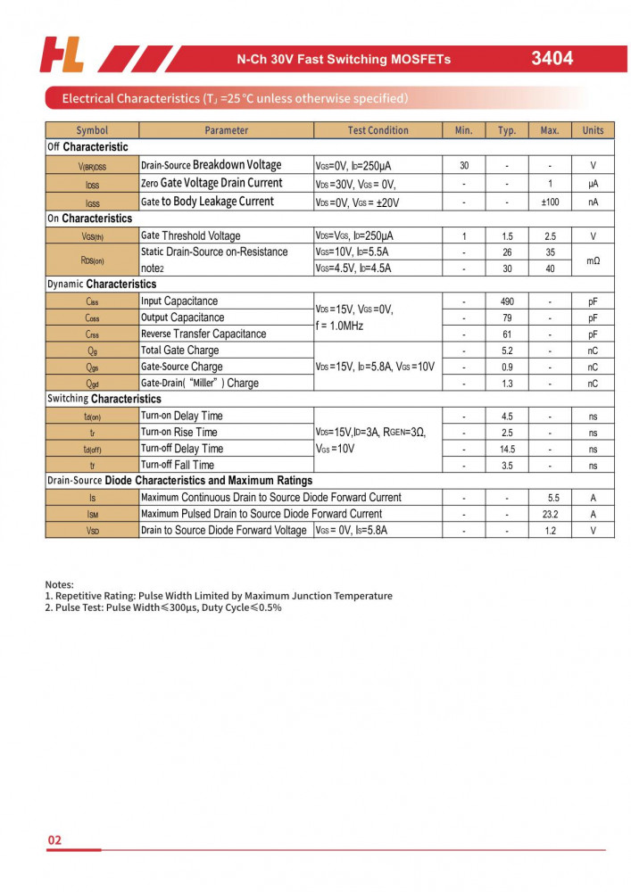 HL 3404 datasheet page 2