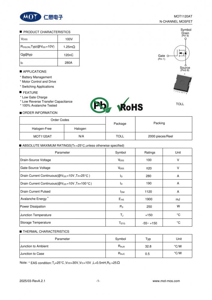 MOT1120AT datasheet page 1