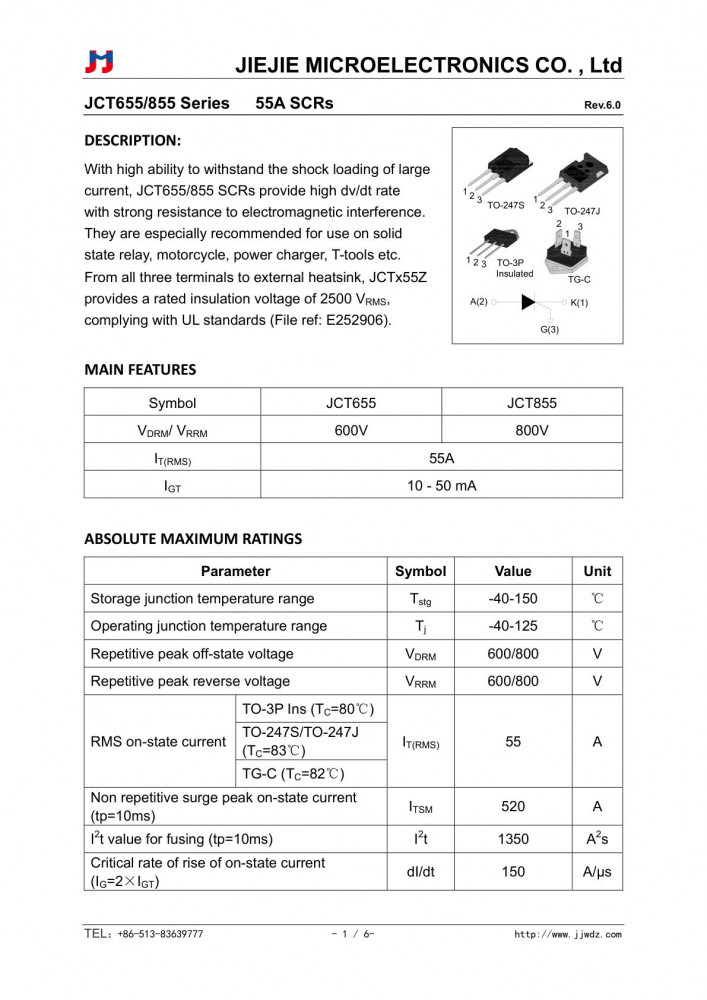 JCT855Z datasheet page 1