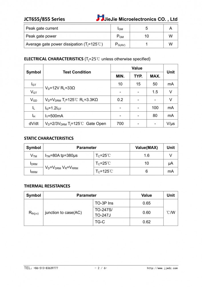 JCT855Z datasheet page 2