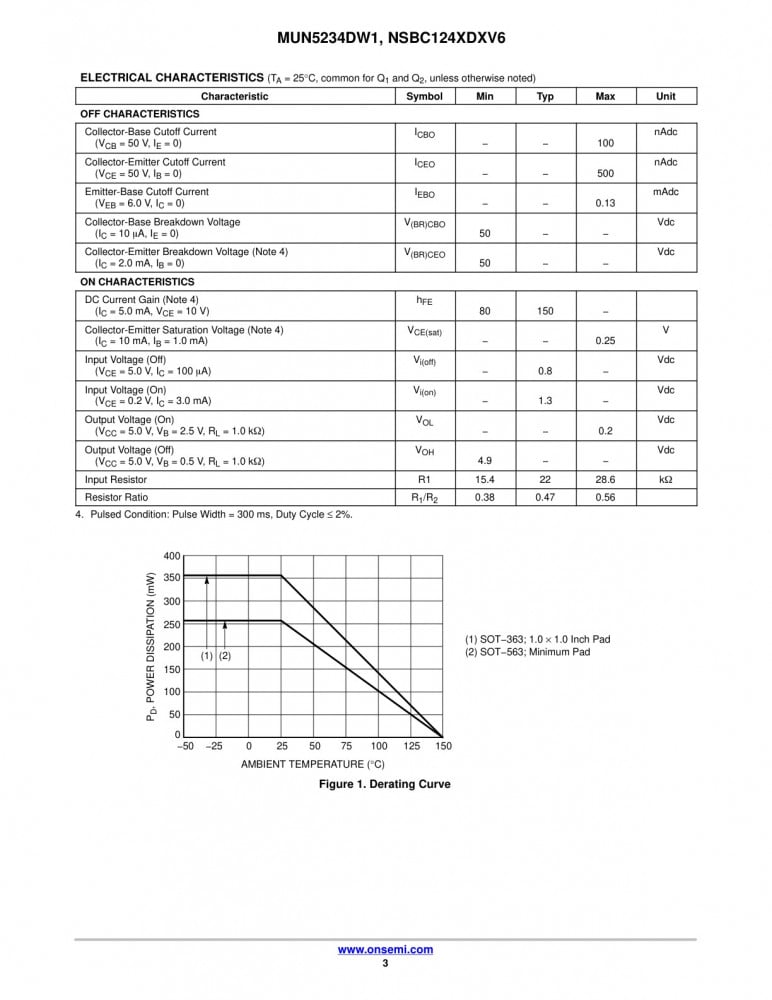 MUN5234DW1T1G datasheet page 3