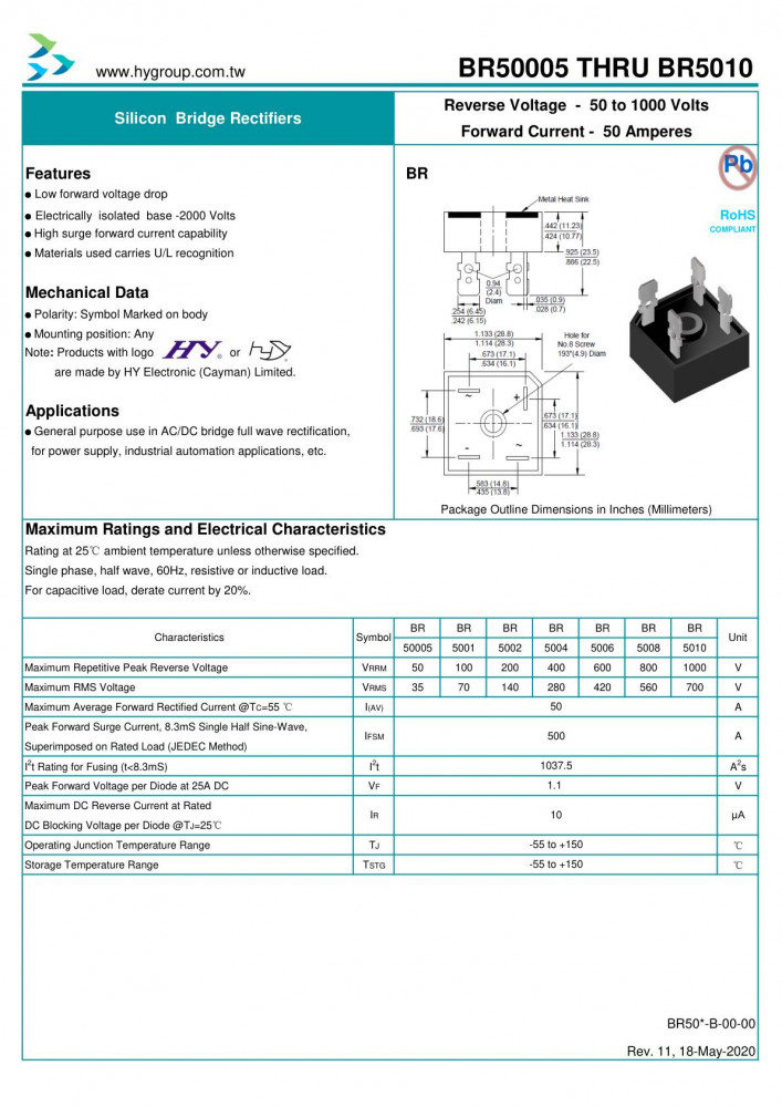 BR5002 datasheet page 1