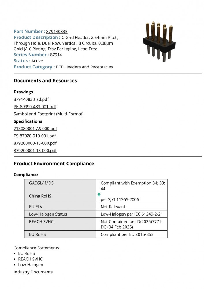 MOLEX 879140833 technical document image 1