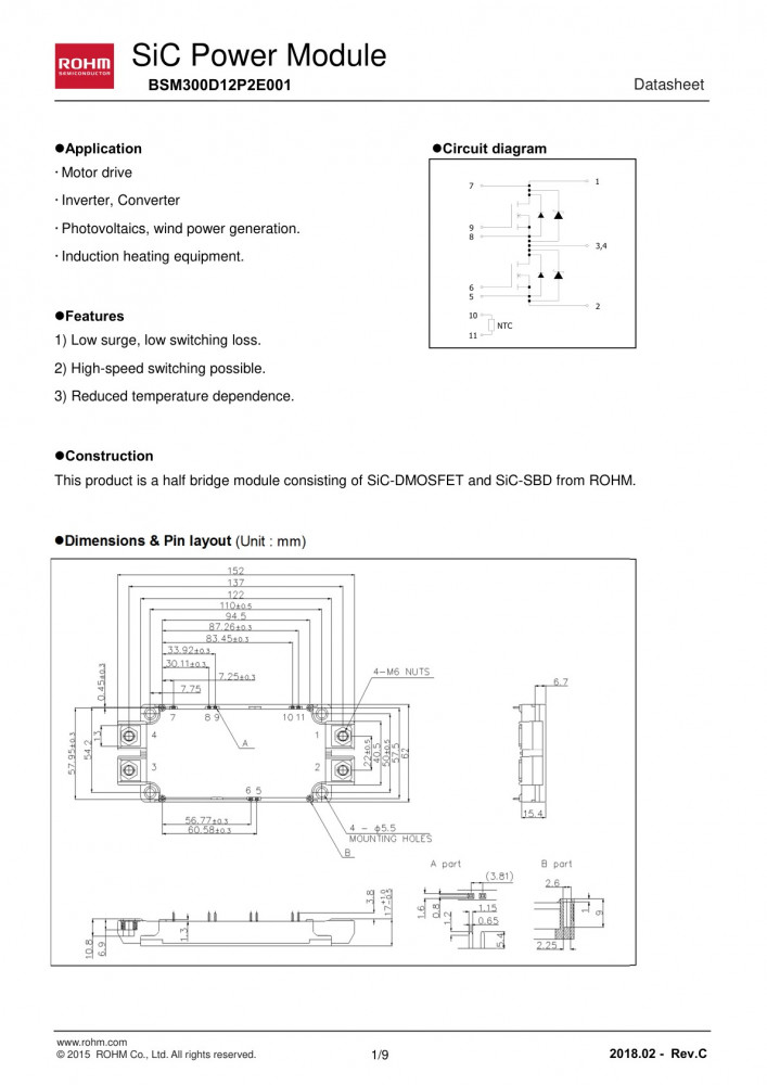 BSM300D12P2E001 technical document page 1