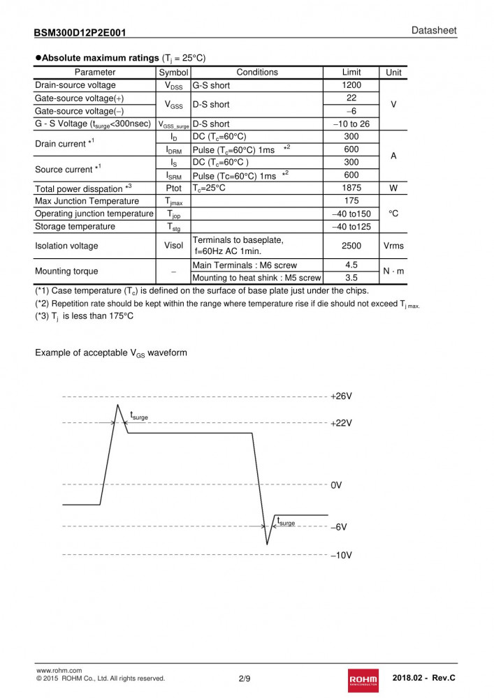 BSM300D12P2E001 technical document page 2