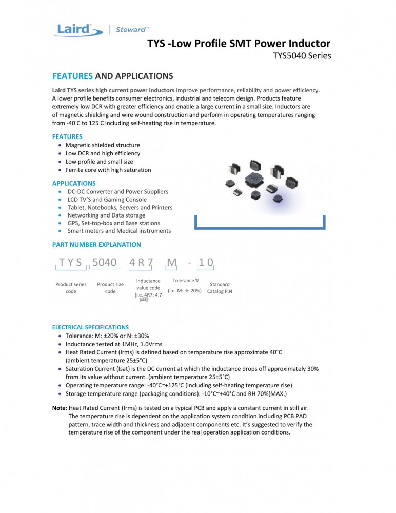 Laird TYS5040 datasheet page 1