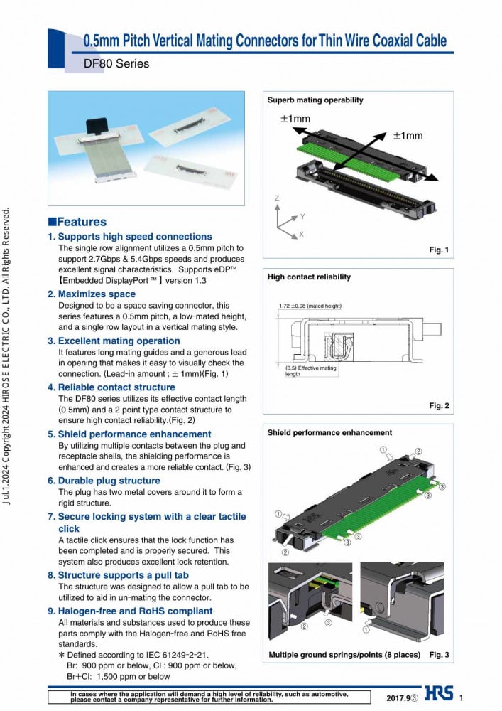 HRS DF80 Series technical document page 1