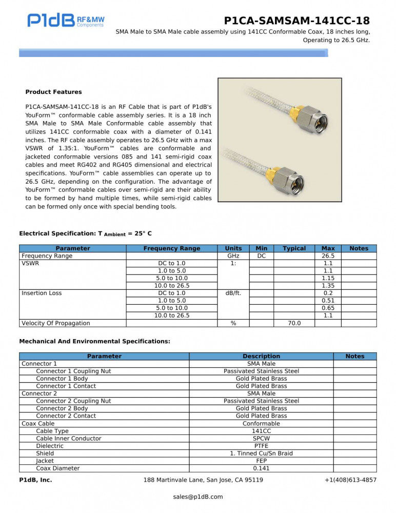 P1CA-SAMSAM-141CC-18 technical document image, page 1