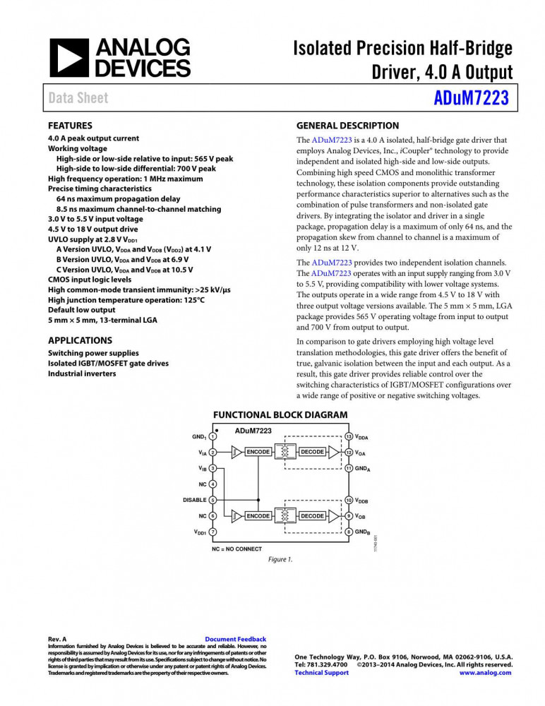 ADuM7223 datasheet page 1
