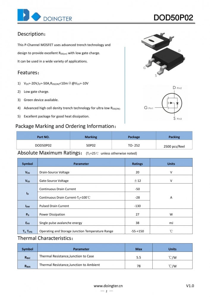 DOD50P02 datasheet page 1