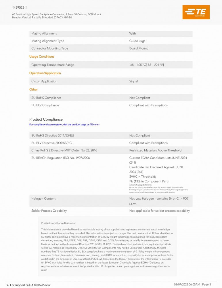 TE Connectivity 1469025-1 document page 3