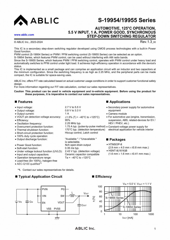 S-19954/19955 datasheet page 1