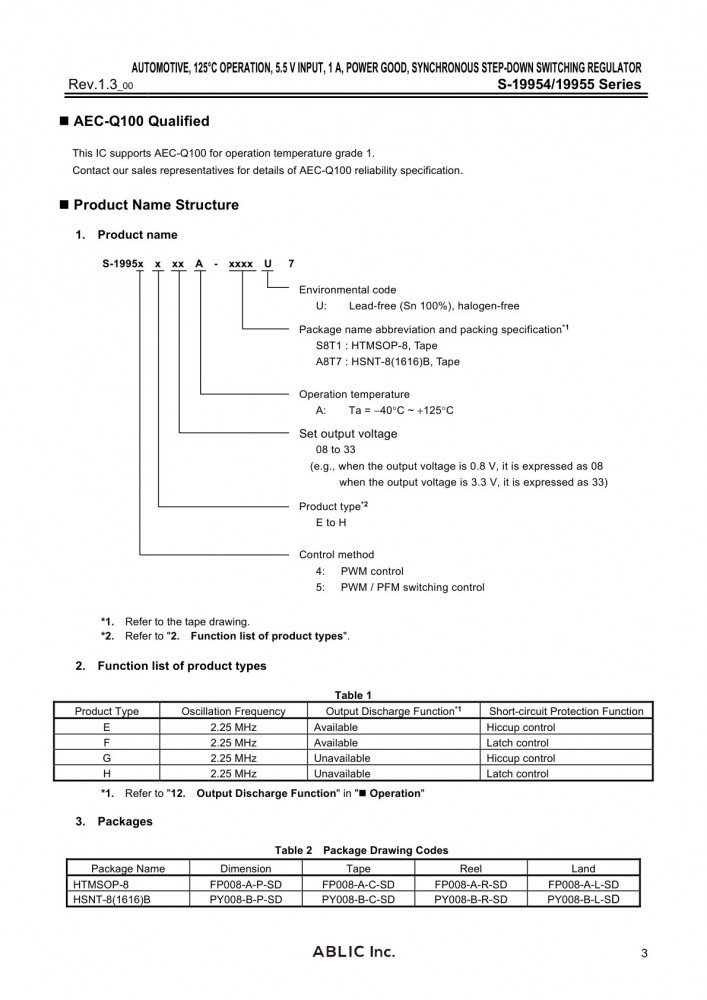 S-19954/19955 datasheet page 3