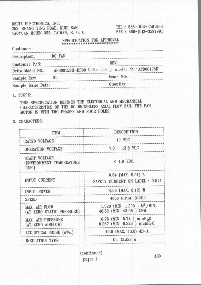 AFB0812SH-BR00 specification page 3