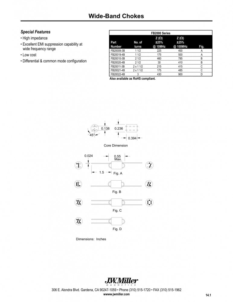 BOURNS FB2000 series technical document page