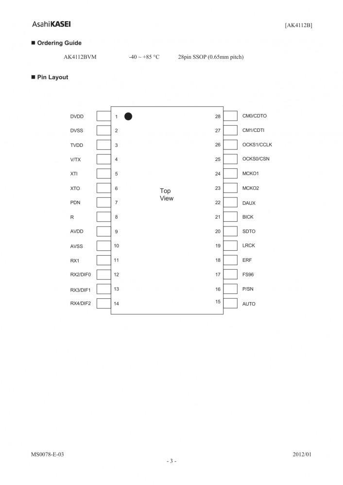 AK4112BVM datasheet page 3