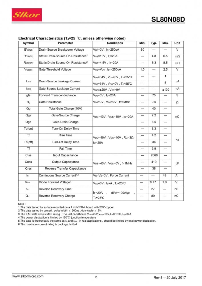 SL80N08D datasheet page 2