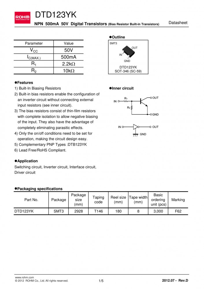 DTD123YKT146 technical document page 1