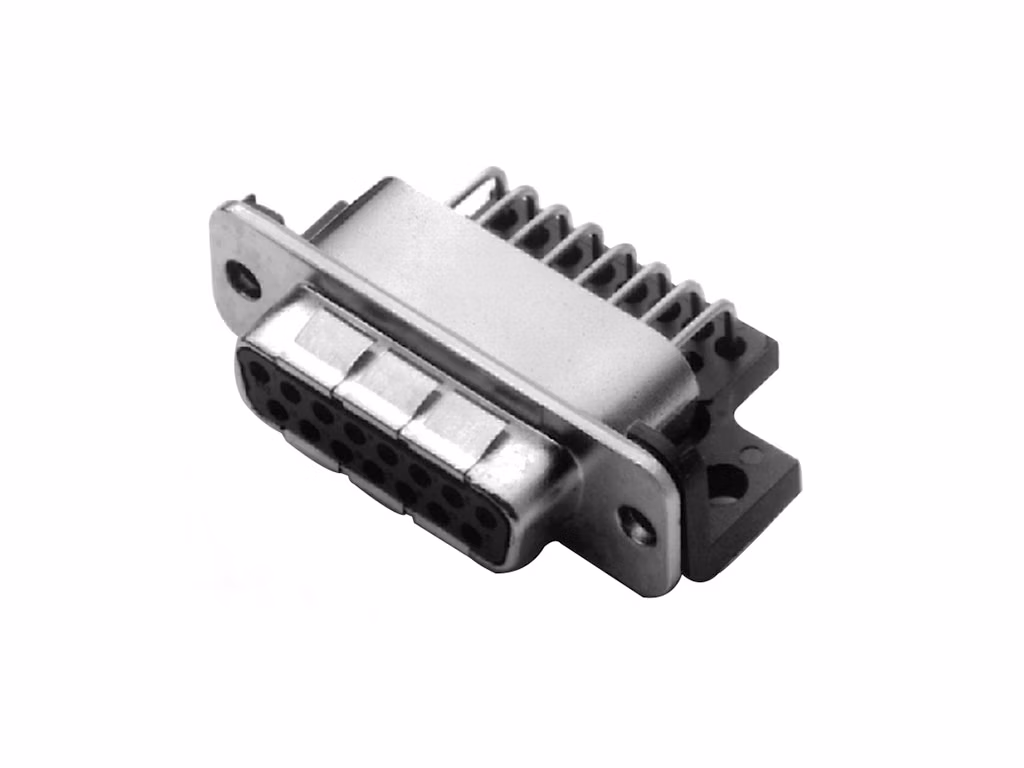 Standard-Density EMI Filtered D-Sub Connector, Female, Straight, Solder Cup, 4000pF Pi, 9 Circuits