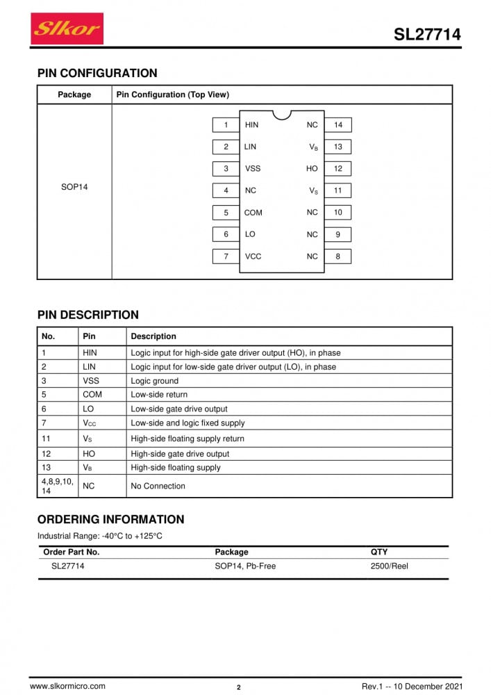SL27714 datasheet page 2