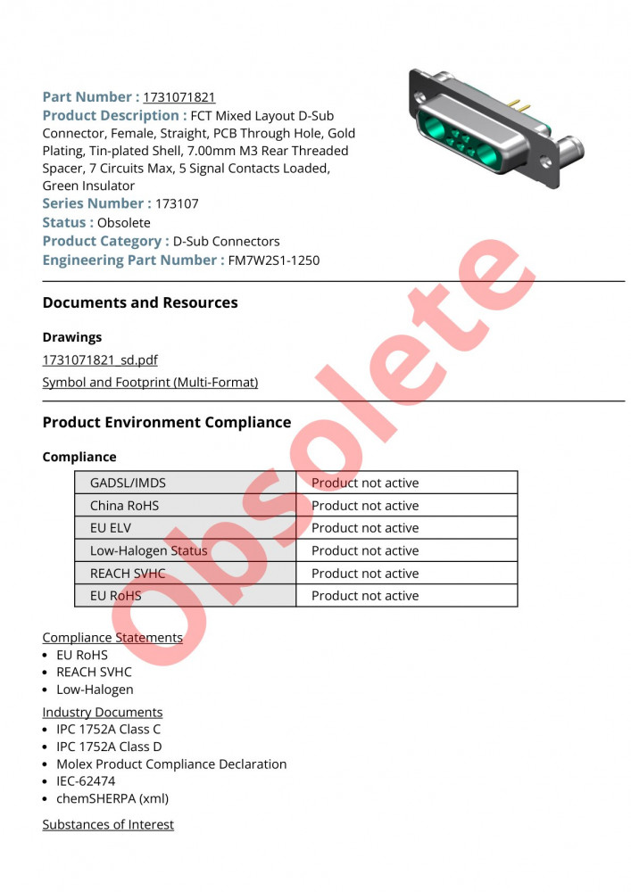 MOLEX 1731071821 drawing preview, page 1