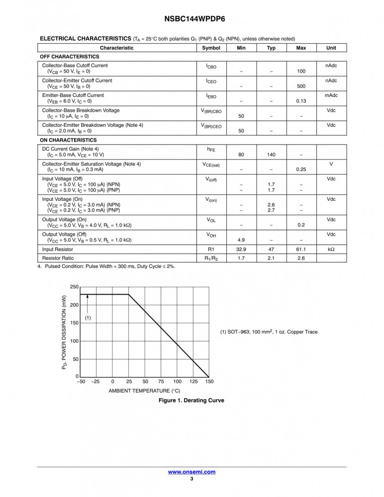 NSBC144WPDP6T5G datasheet page 3