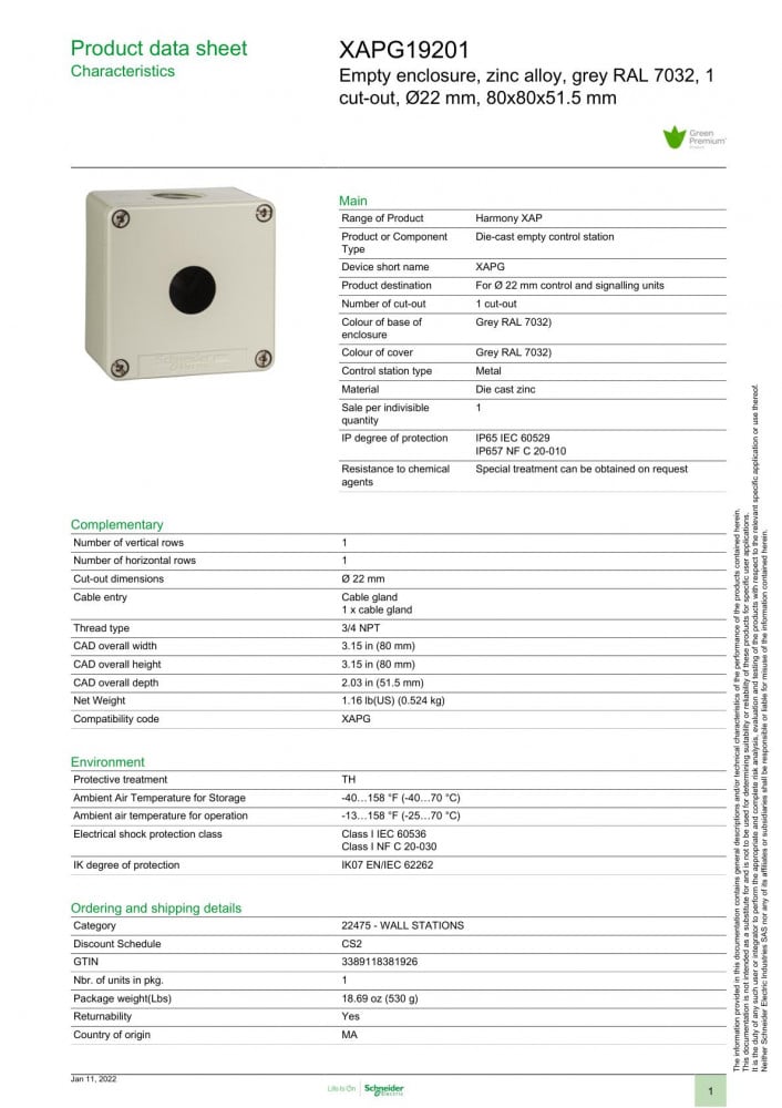 XAPG19201 technical document page 1