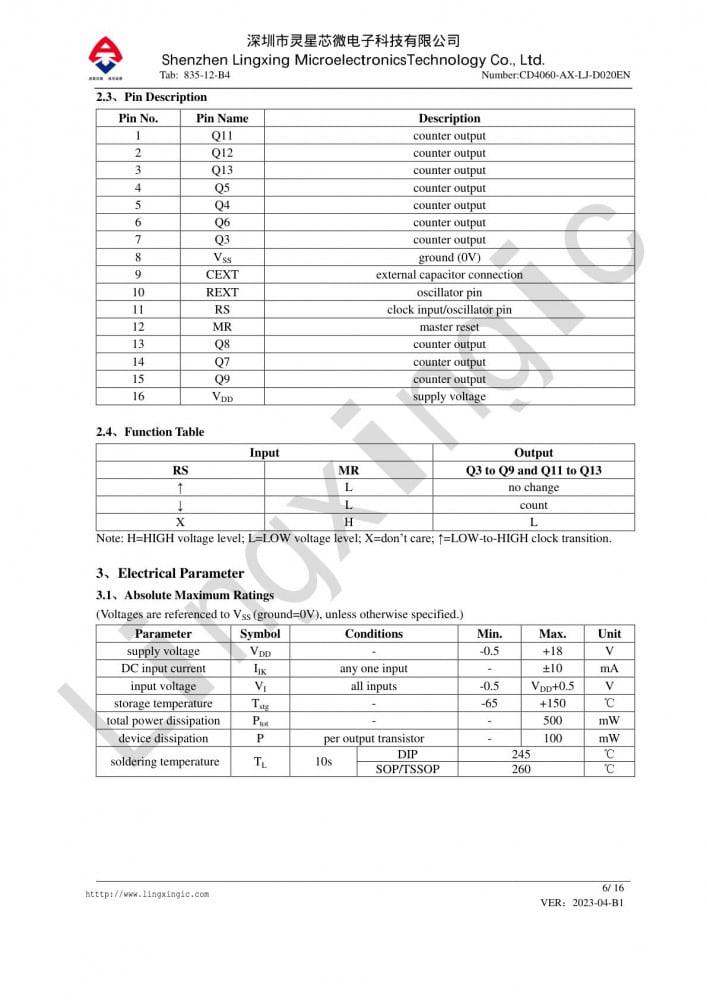 CD4060BM(LX) datasheet page 6